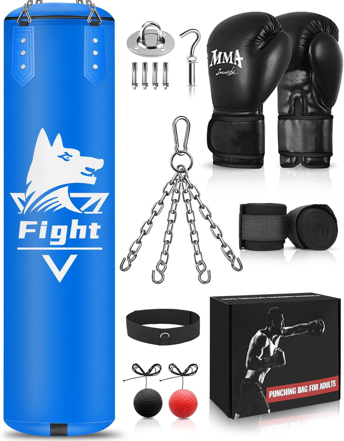 Hanging Punching Bag for Adults, 4FT PU Heavy Bag Boxing Training ...