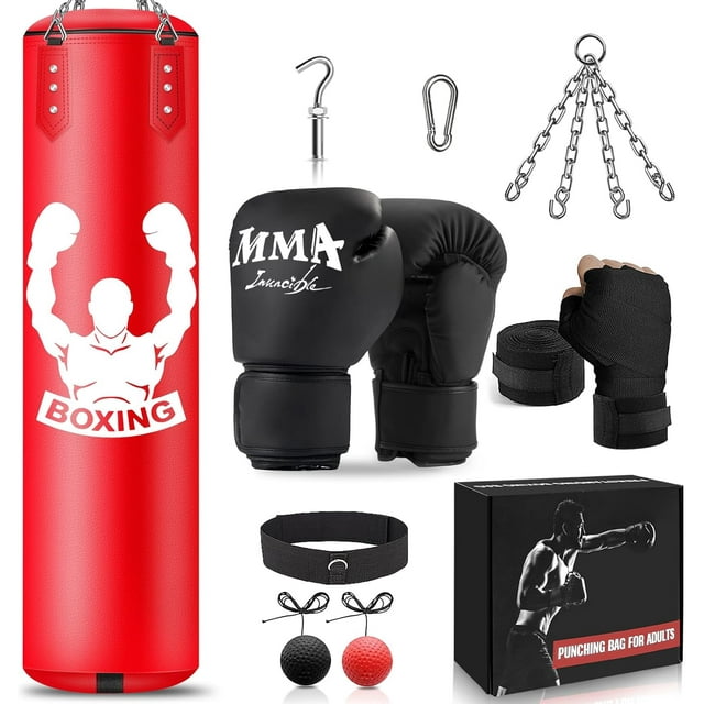 Hanging Punching Bag for Adults, 4FT PU Heavy Bag Boxing Training ...