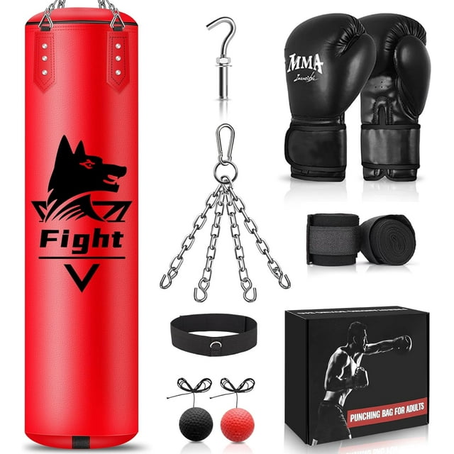 Hanging Punching Bag for Adults, 4FT PU Heavy Bag Boxing Training ...