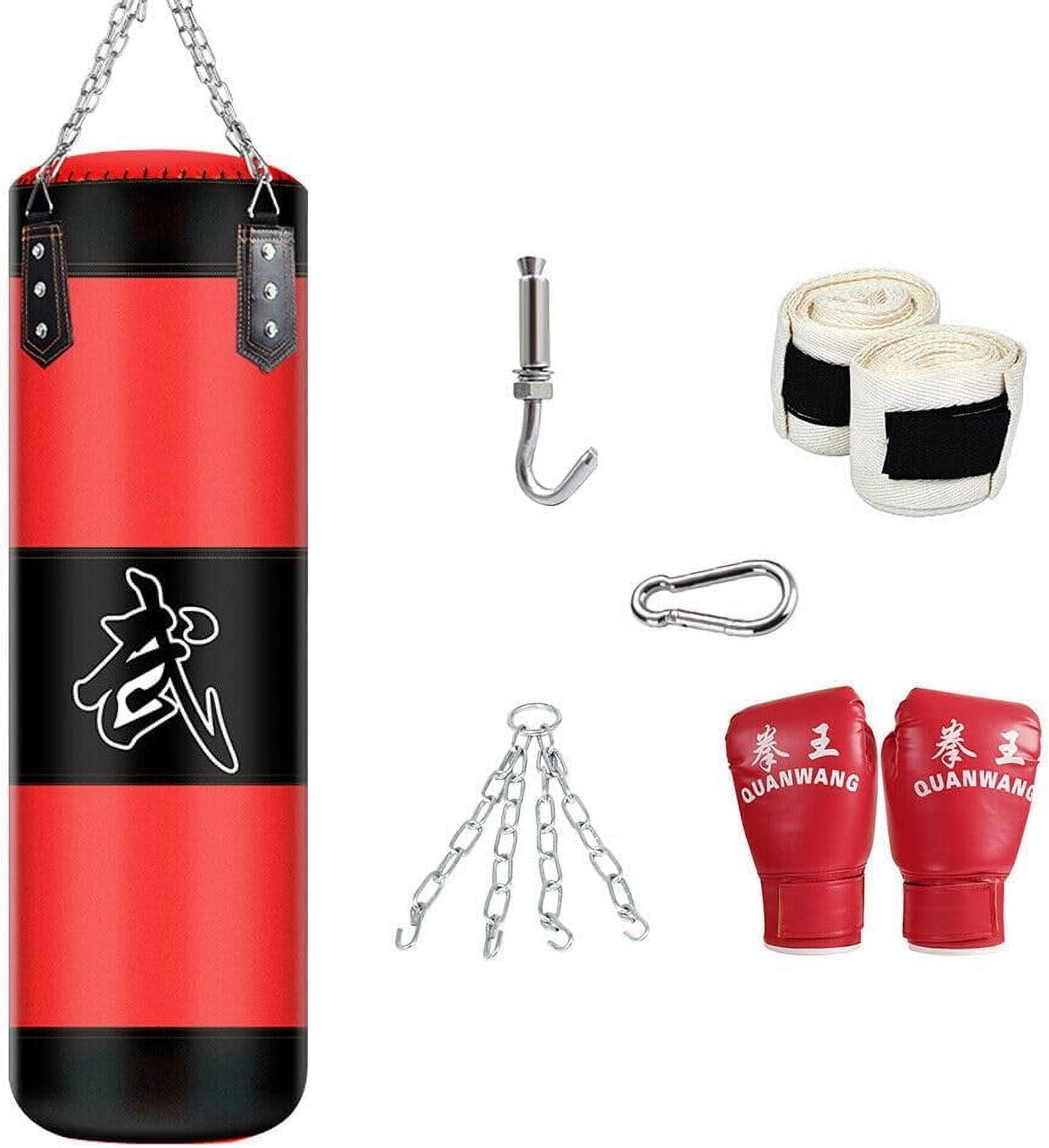 Hanging Punching Bag with Gloves, Full Heavy Boxing Set, Indoor Garden ...
