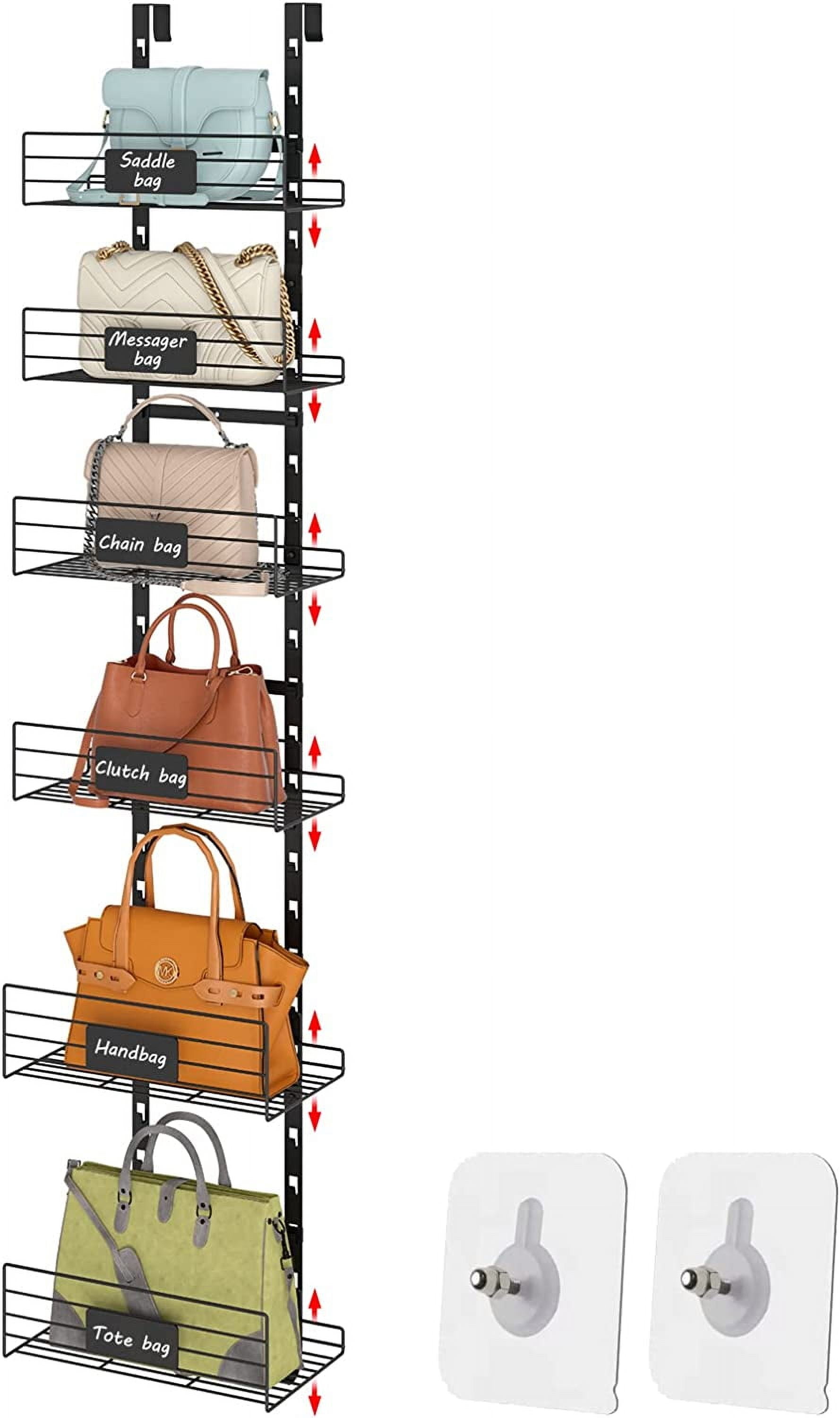 Hanging Purse Handbag Organizer Rack with Name Plate, Over The Door ...