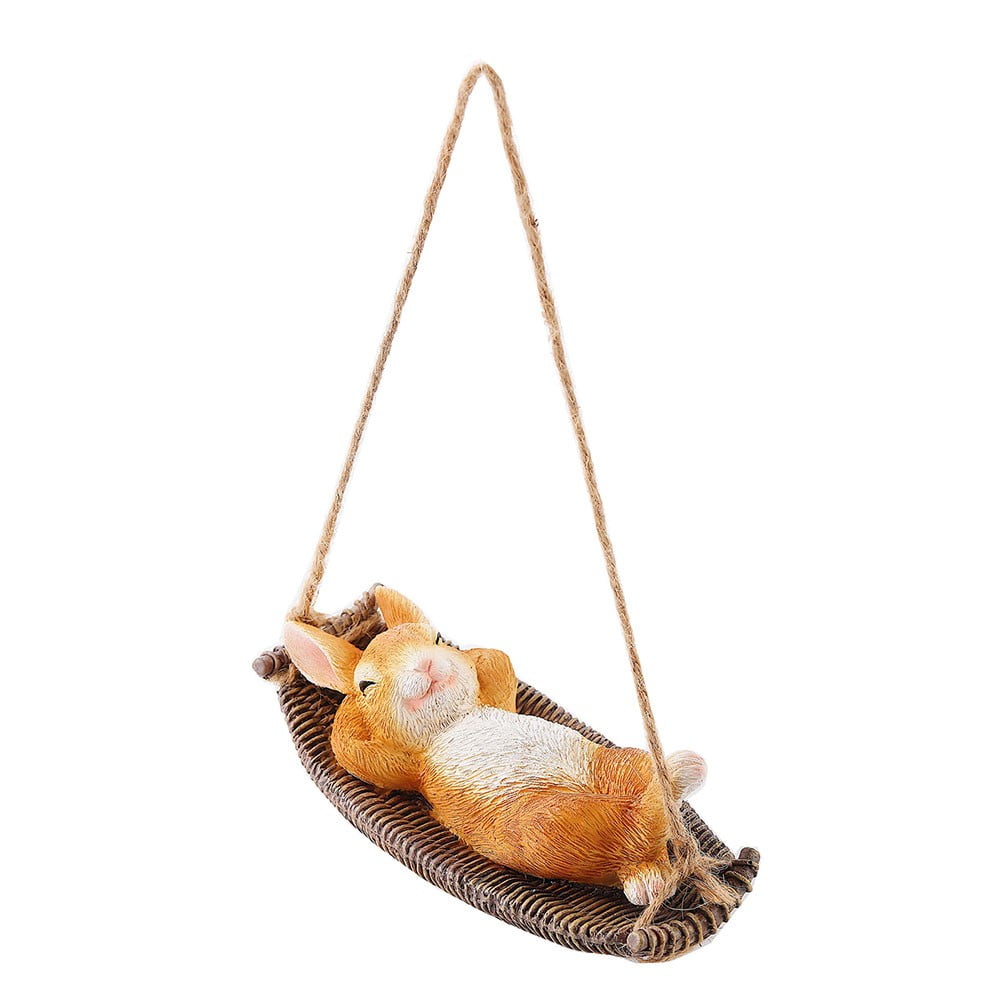 Hanging Rabbit Decor Simulation Ornament Garden Swing Animal Cute ...