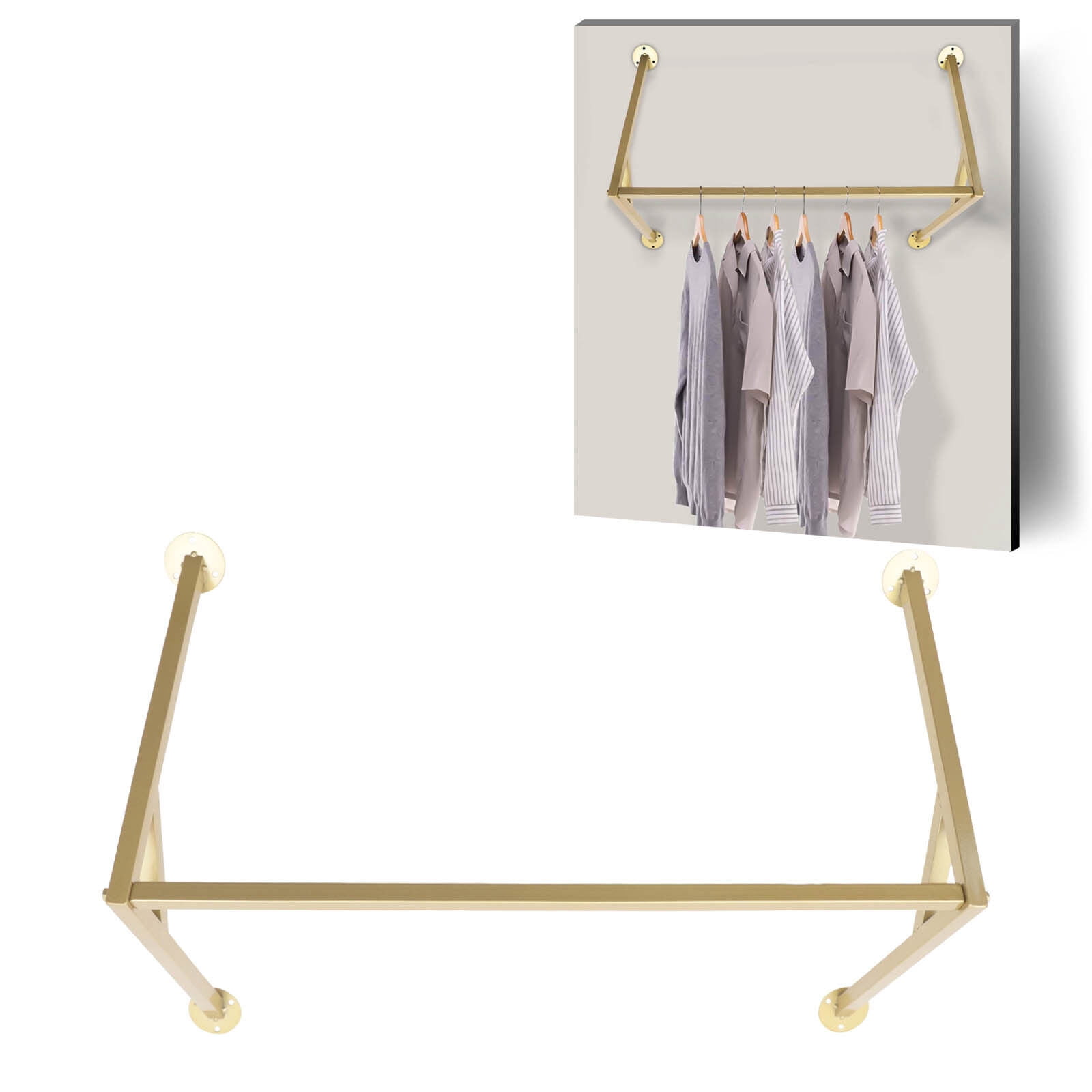 Hanging Rail Stand Wall Mount Clothes Rack Iron Garment Clothing ...