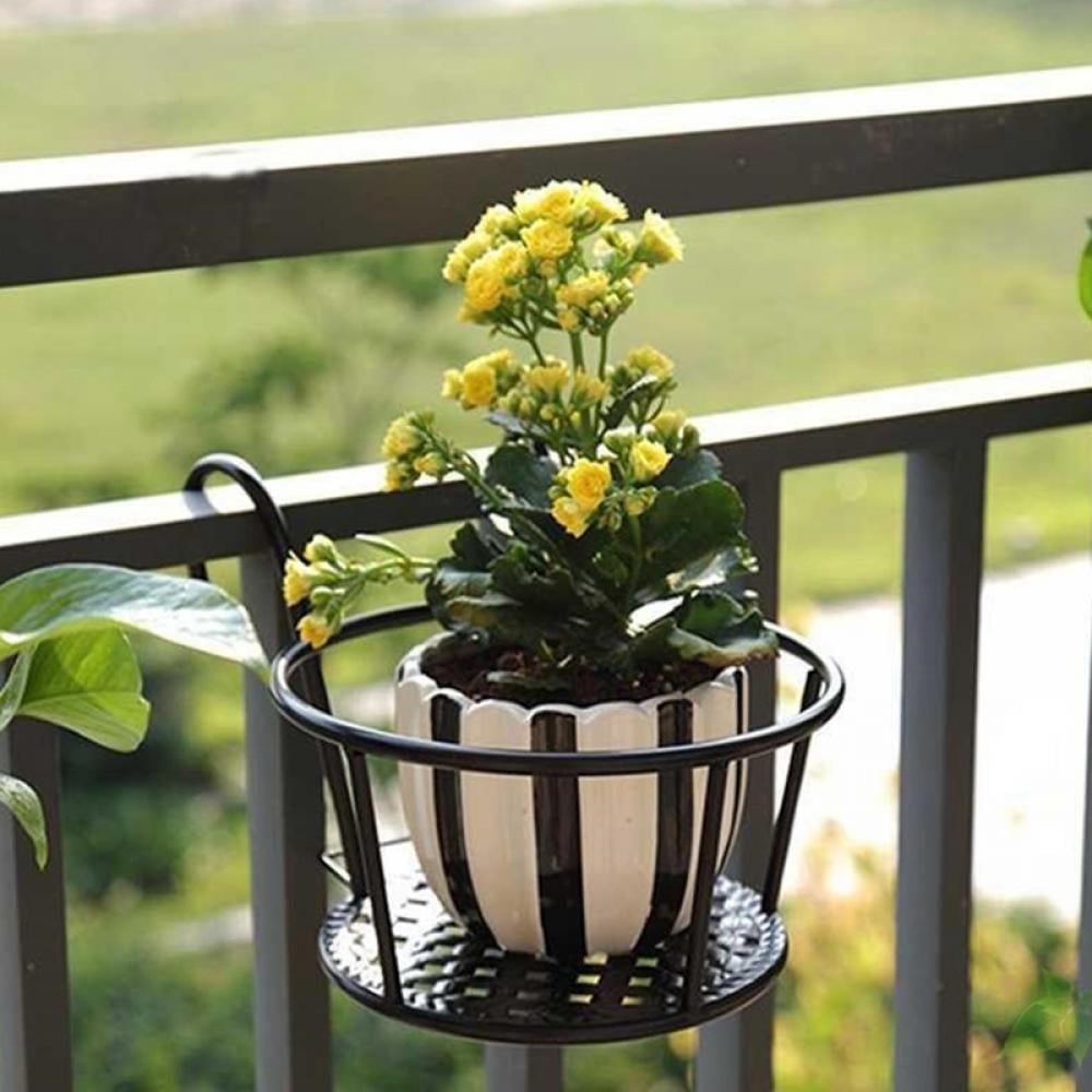 Hanging Railing Flower Pot Holder Balcony Plant Basket On Metal Fence ...