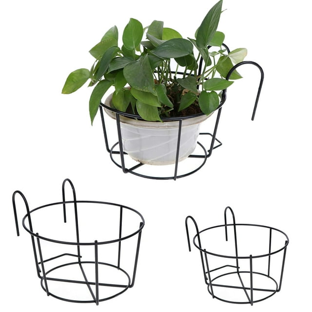 Hanging Railing Planters, Flower Pot Holder Hanger, Balcony Planters ...