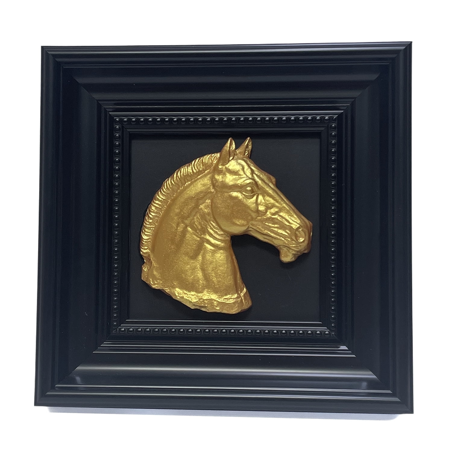 DOOGALKAI Gold Horse Plaster Relief Sculpture with Black Frame ...