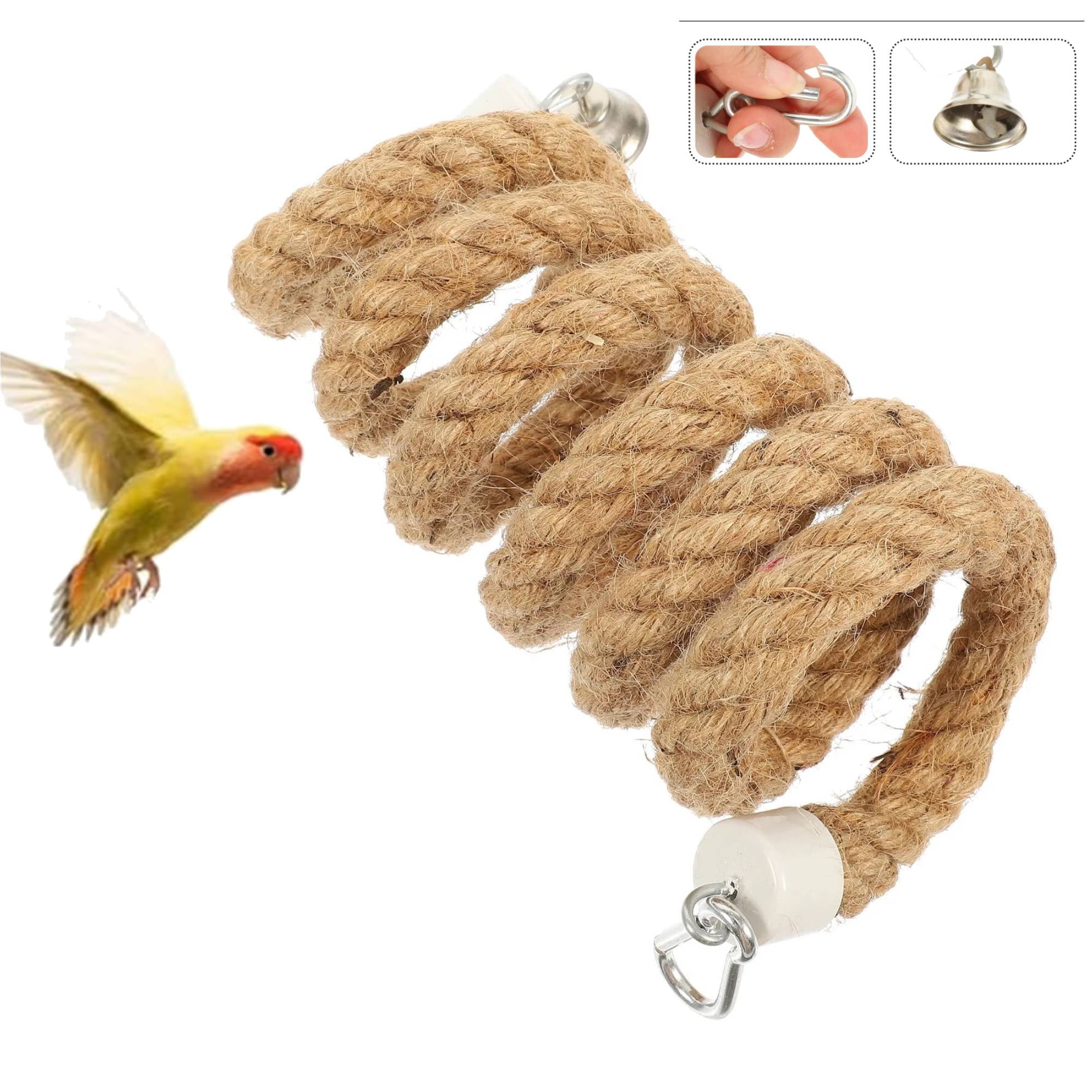 Hanging Rope Toy Parrot Perches for Bird Cages Accessories Spiral Metal ...