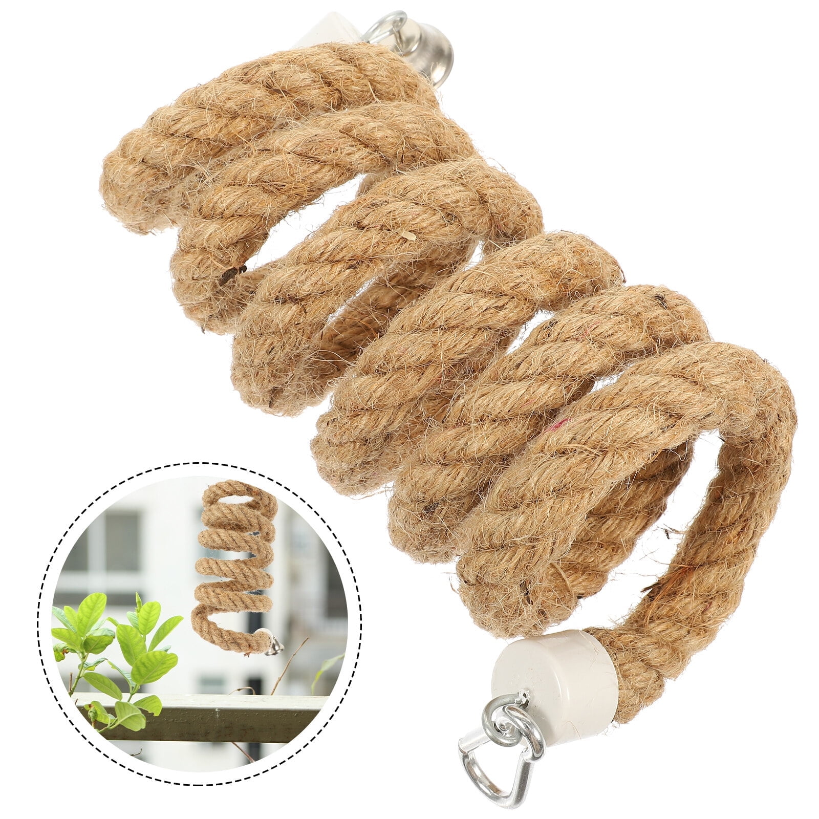 Hanging Rope Toy Parrot Perches for Bird Cages Accessories Spiral Metal ...