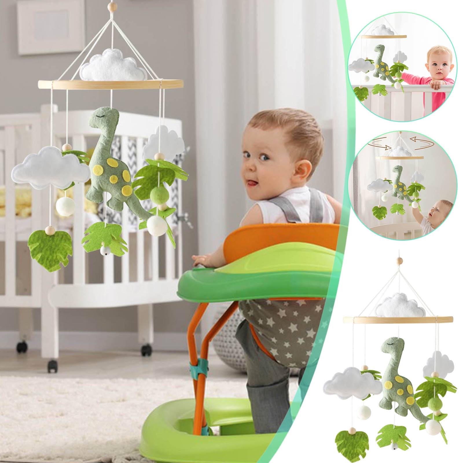 Hanging Rotating Toys Bed Bell for Baby Crib, Felt Animal Bed Bell ...