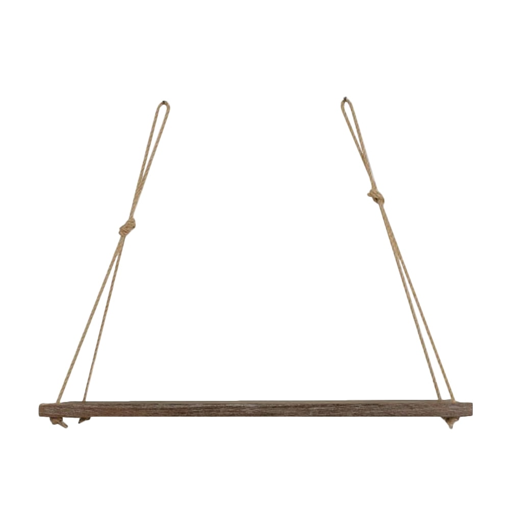 Hanging Shelf Wooden Wall Mounted Floating Shelves Rope Storage Rack ...