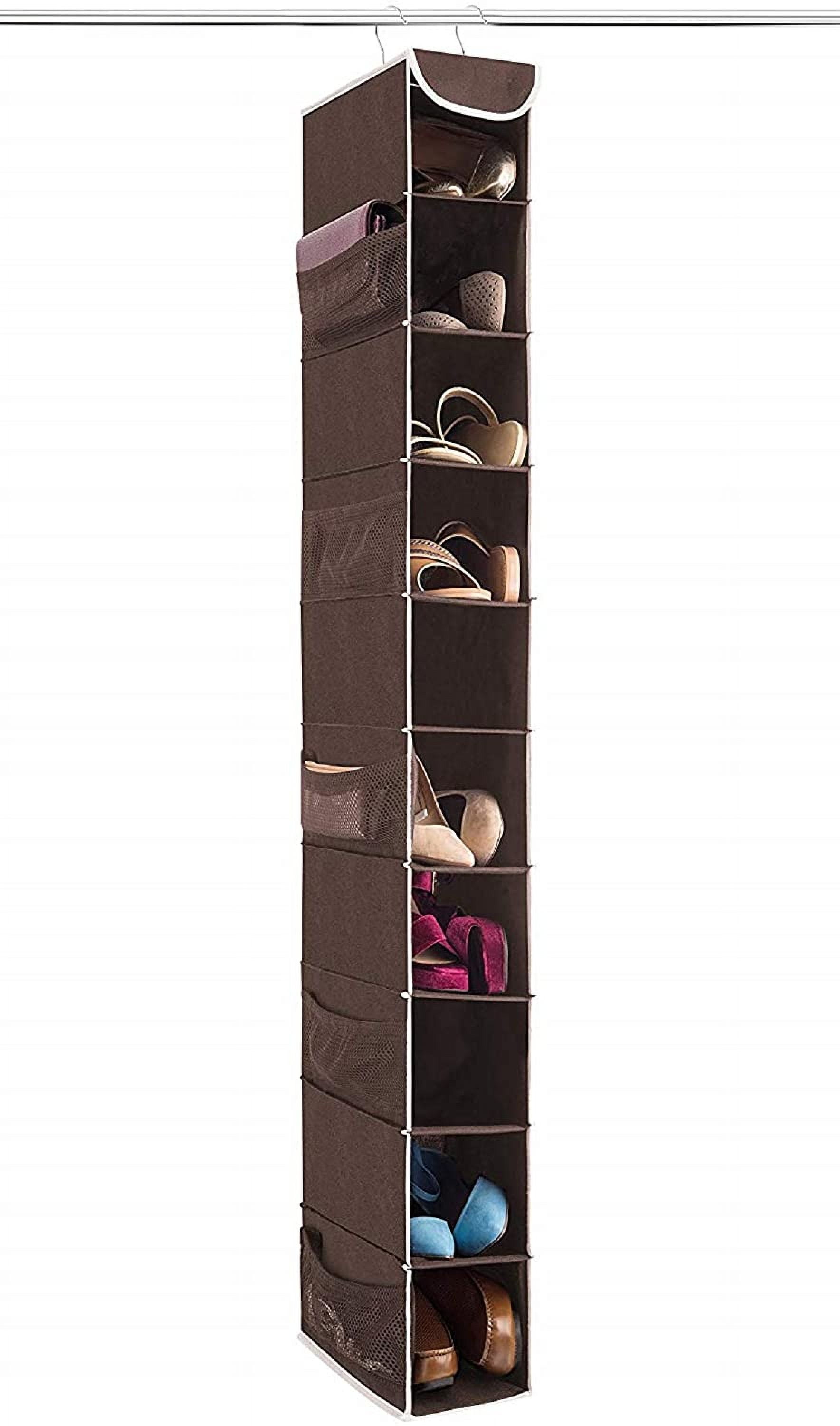 Hanging Shoe Org for Closet, 10 Shelves - Hanging Shoe Rack W/Side ...