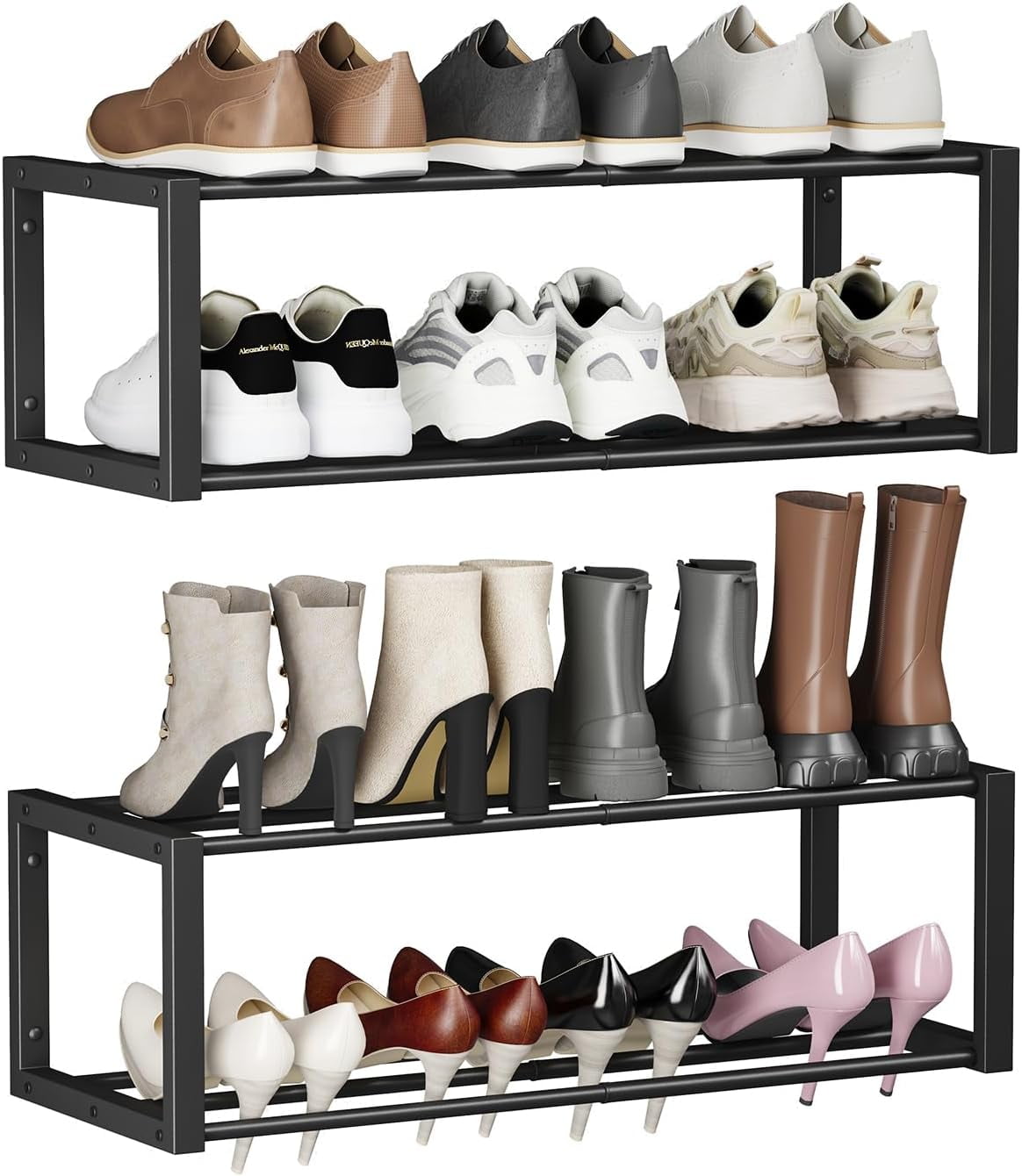 Hanging Shoe Organizer,2 Pack Wall Mounted Shoe Rack Holds 12 Pairs ...