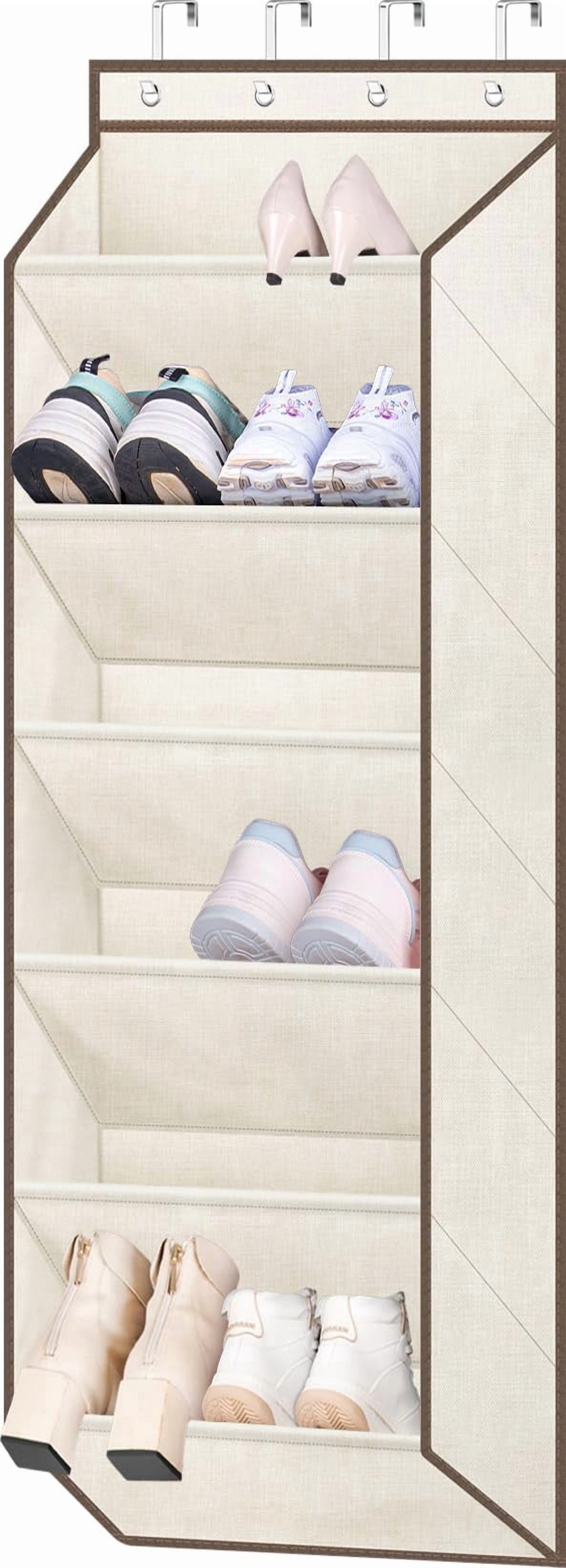 Hanging Shoe Organizer Beige 52.5'' Over Door Closet Storage - Walmart.com