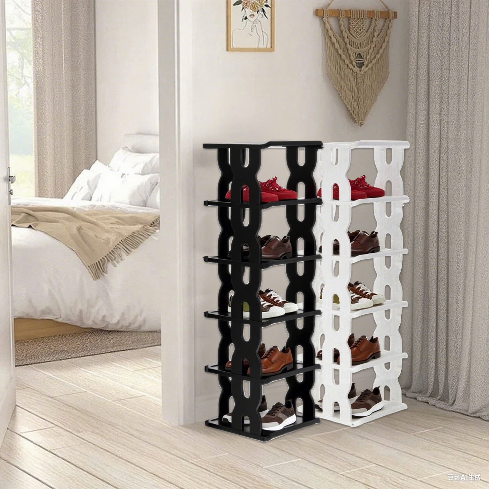 Hanging Shoe Rack, Six-Tier Stackable Tower Rack, Easy Shoe Slots ...