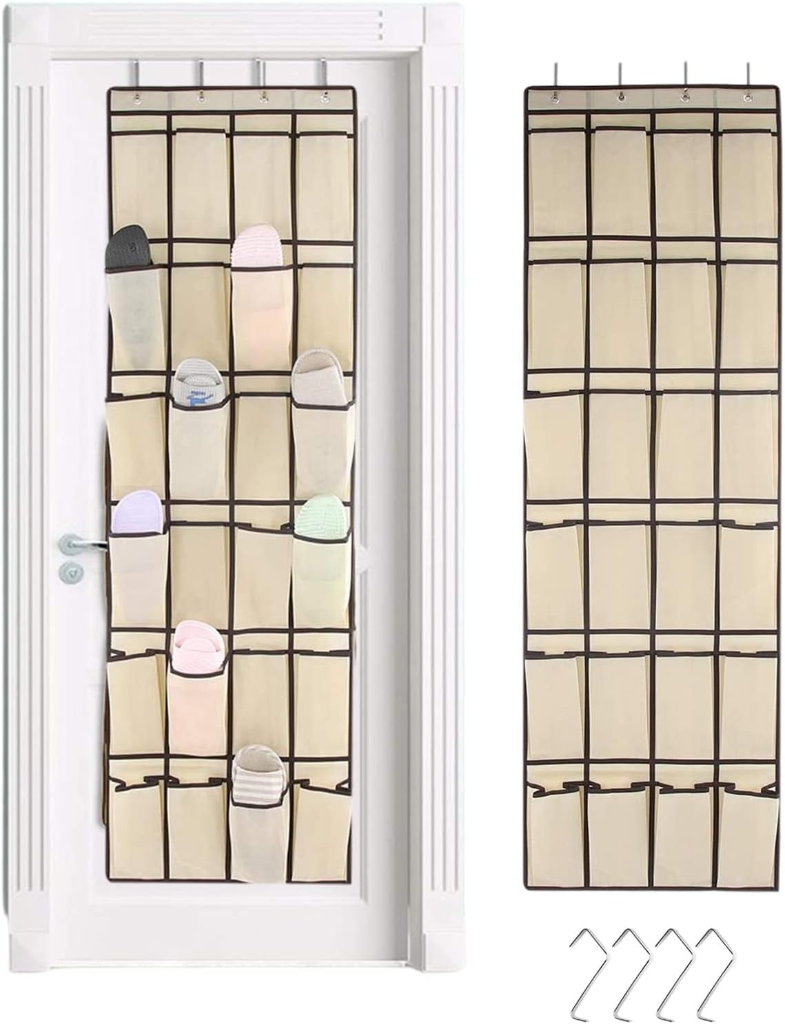 Hanging Shoe Storage 24 Pockets Over The Door Space Saving Shoe Storage ...