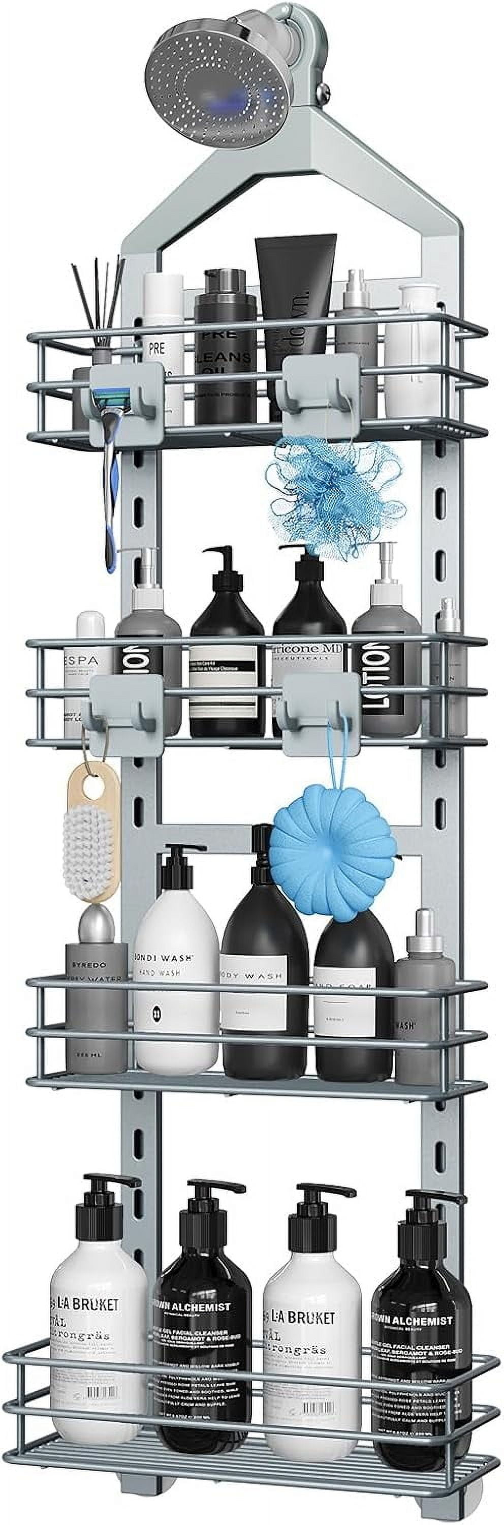 Hanging Shower Caddy,4 Tier Adjustable Basket Over Shower Head Shower ...