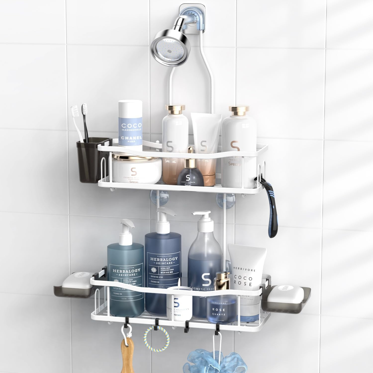 Hanging Shower Caddy Bathroom Organizer: Rustproof Shower Shelf Racks ...