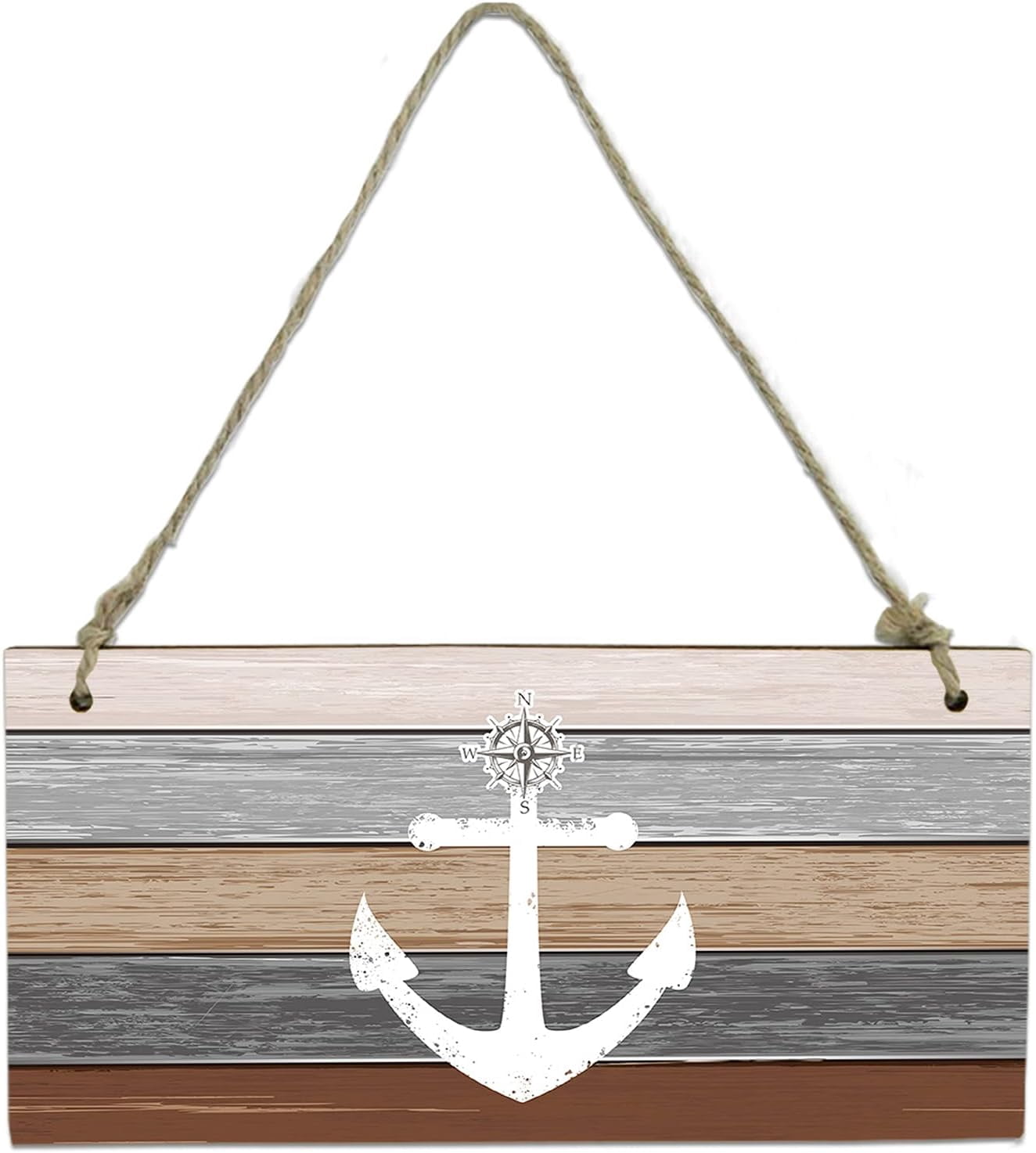 Hanging Sign, Nautical Anchor Compass Rustic Old Wooden Plank Earth ...