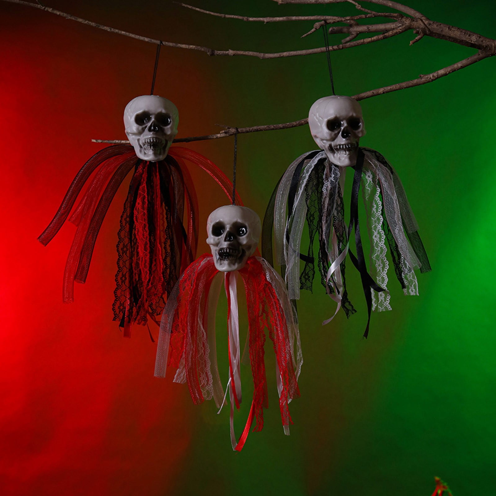 Hanging Skull Ghost Halloween Decorations - Spooky Skull Ghost Hanging ...