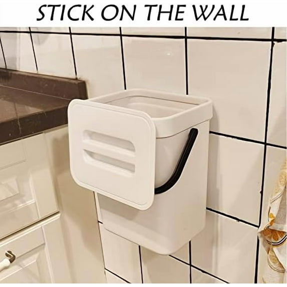 Hanging Small Trash Can with Lid Under Sink for Kitchen，1.3 Gallon/ 5L ...