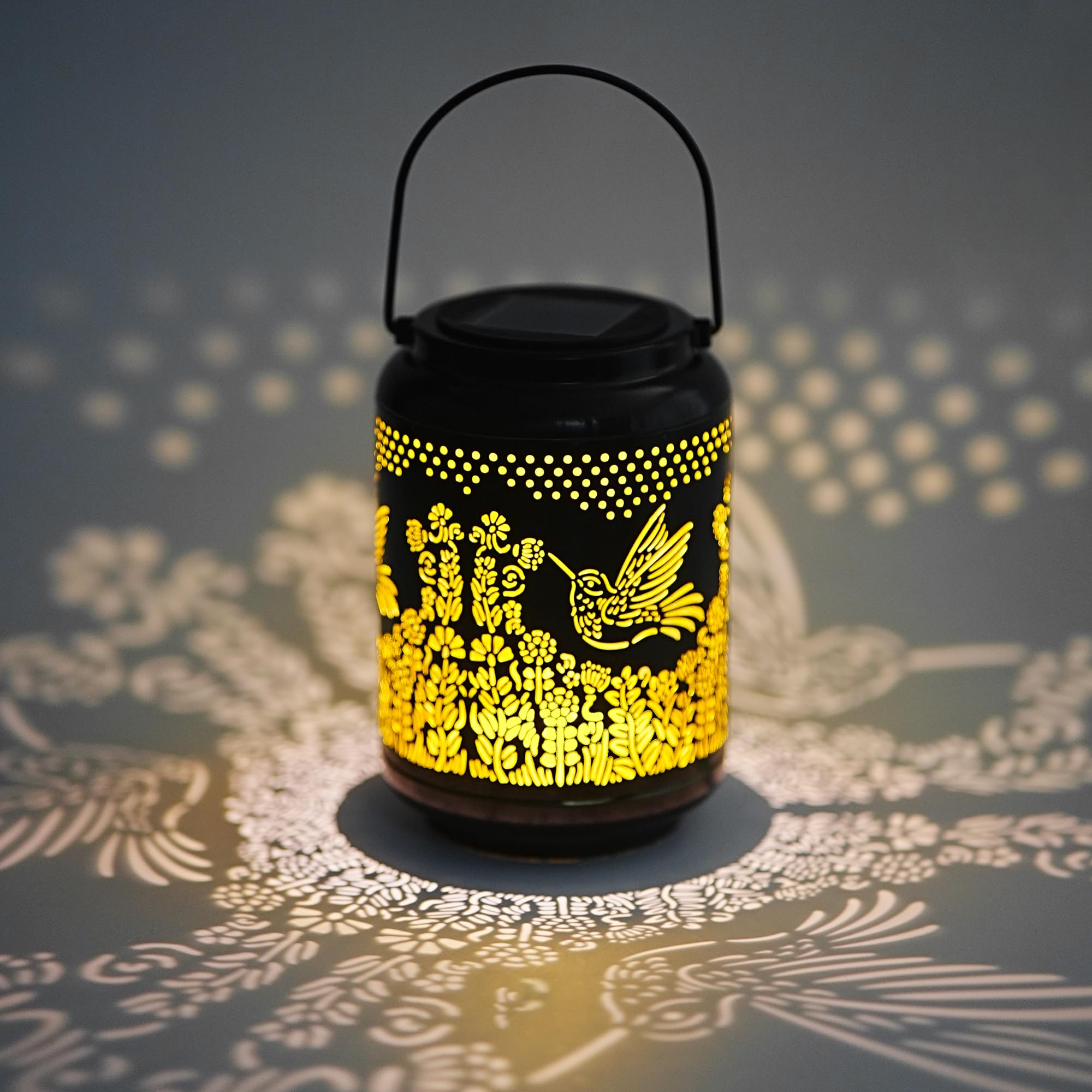 Hanging Solar Lantern Outdoor IFF17 Waterproof Metal Hummingbird ...