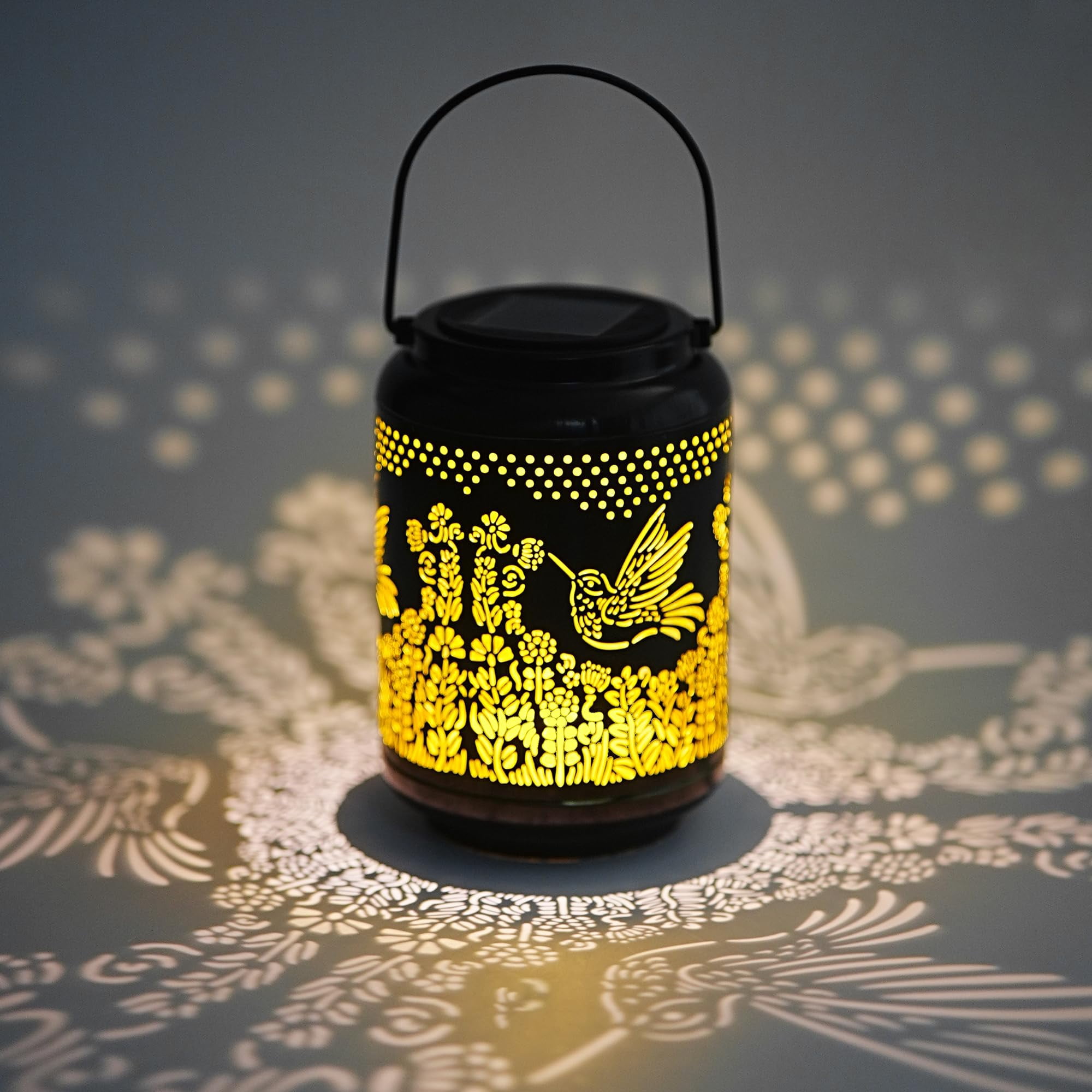Hanging Solar Lantern Outdoor STF9 Waterproof Metal Hummingbird Pattern ...