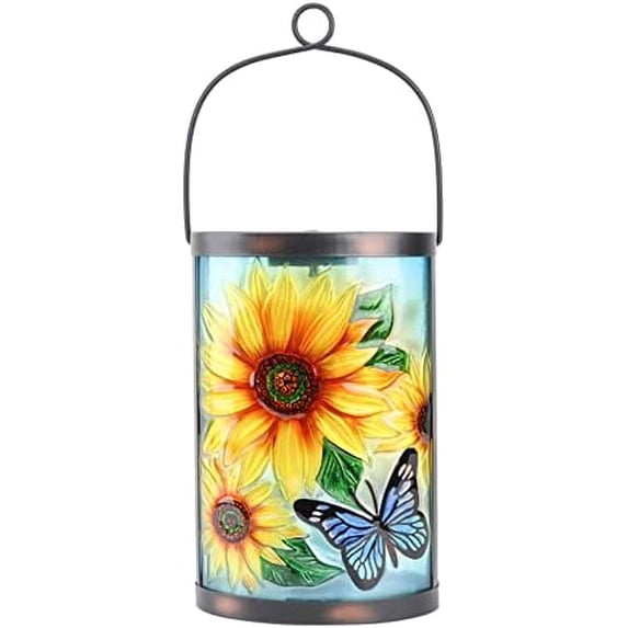 Hanging Solar Lantern Outdoor Waterproof LED Solar Lights Sunflower ...