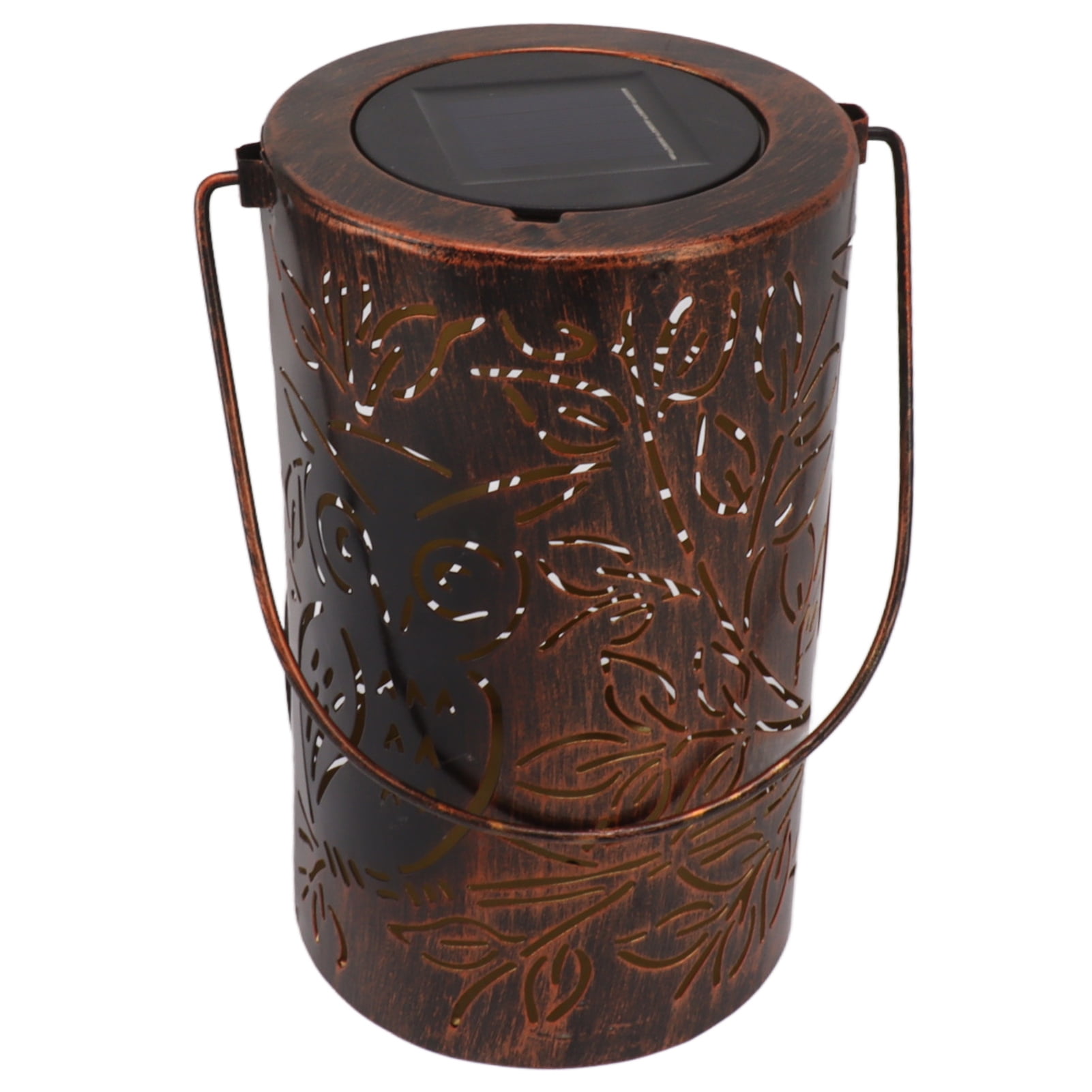 Hanging Solar Lantern Owl LED Garden Solar Light Red Copper Owl Lantern ...