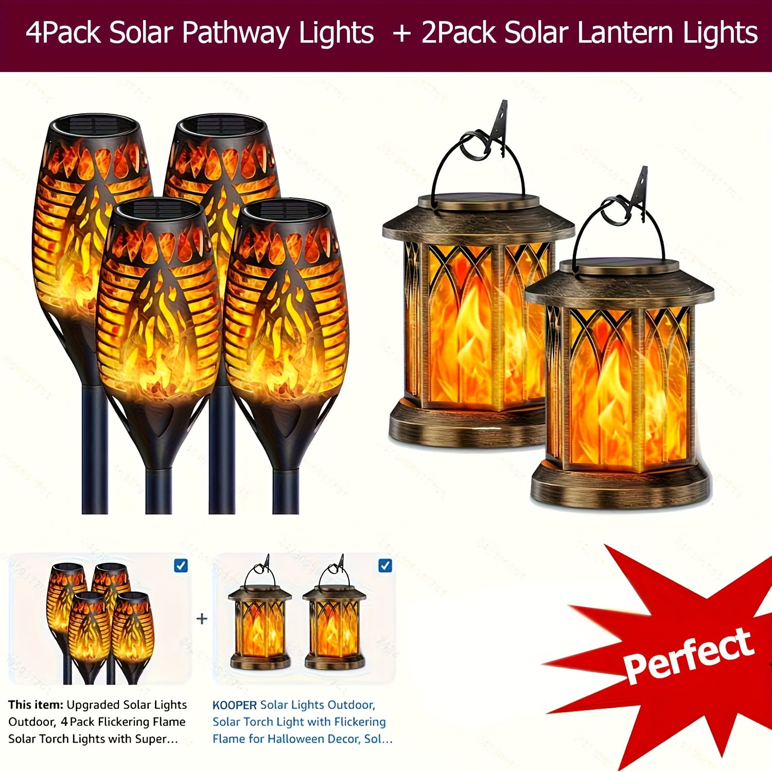 Hanging Solar Lanterns Lights Outdoor, Flickering Flames, Auto On/Off ...
