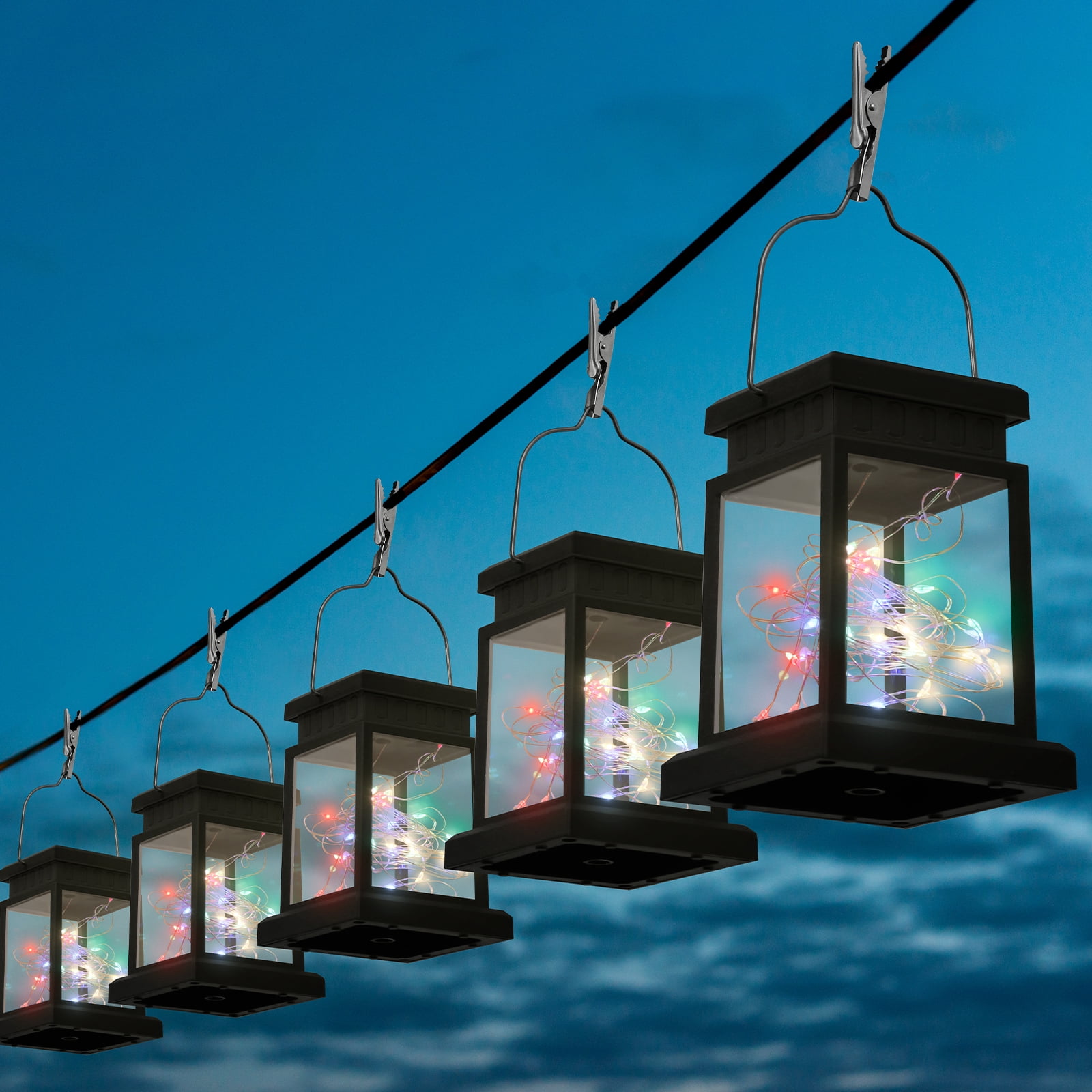 Hanging Solar Lanterns Outdoor - 4 Pack Solar Candle Flickering Lights ...