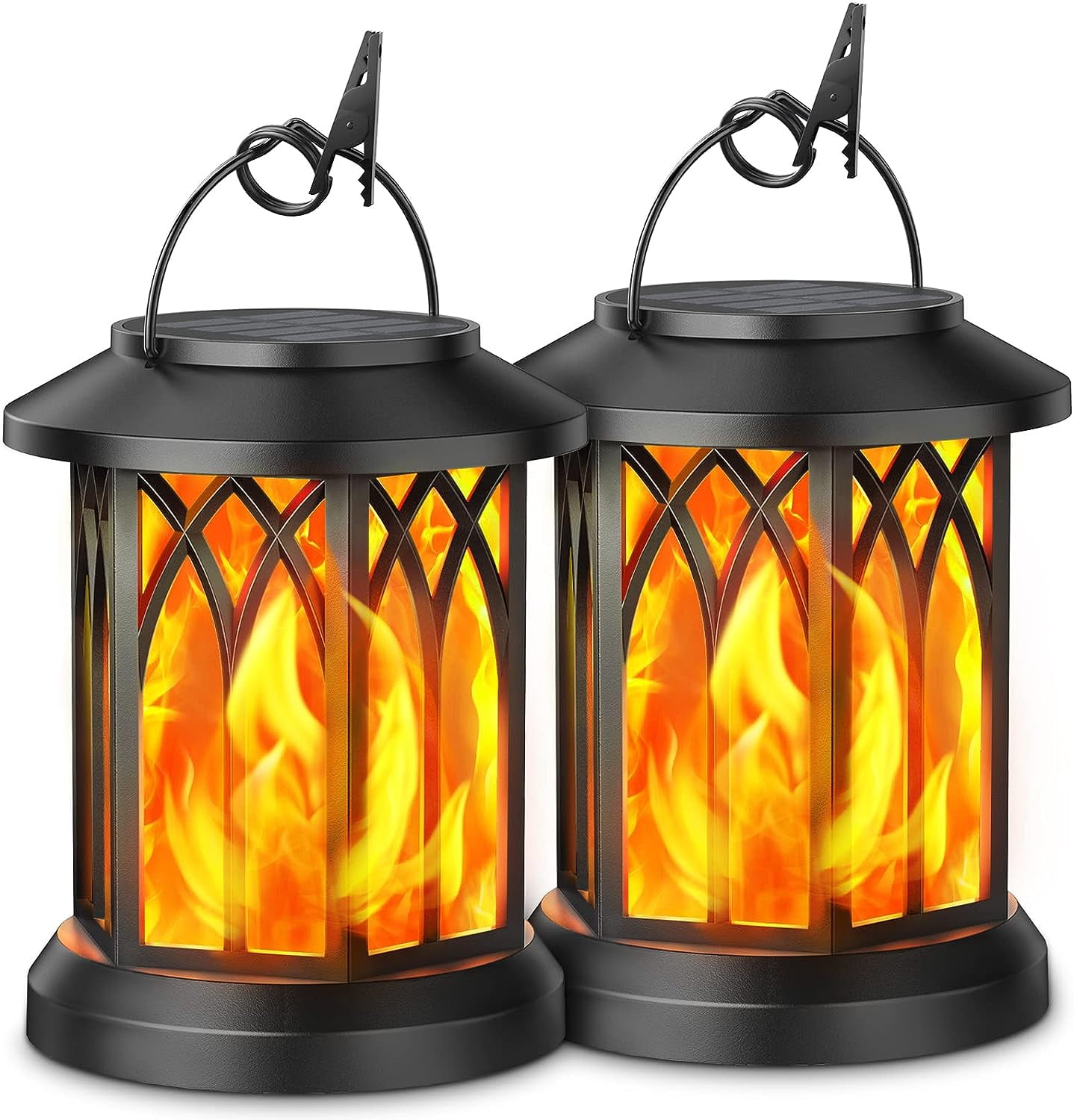 Hanging Solar Lights Lantern Outdoor, Flickering Flames Solar Outdoor ...
