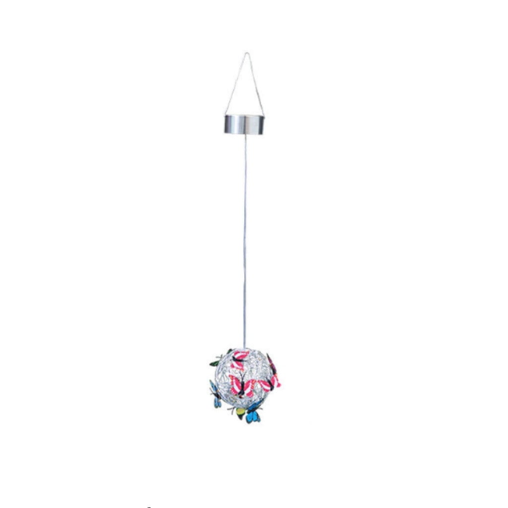 Hanging Solar Lights Outdoor, 20LED Round Ball Light with Butterfly ...