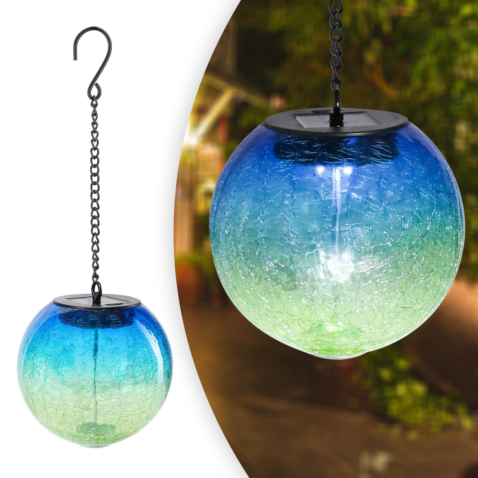 Hanging Solar Lights Outdoor Solar Lanterns Outdoor Decorative Cracked ...