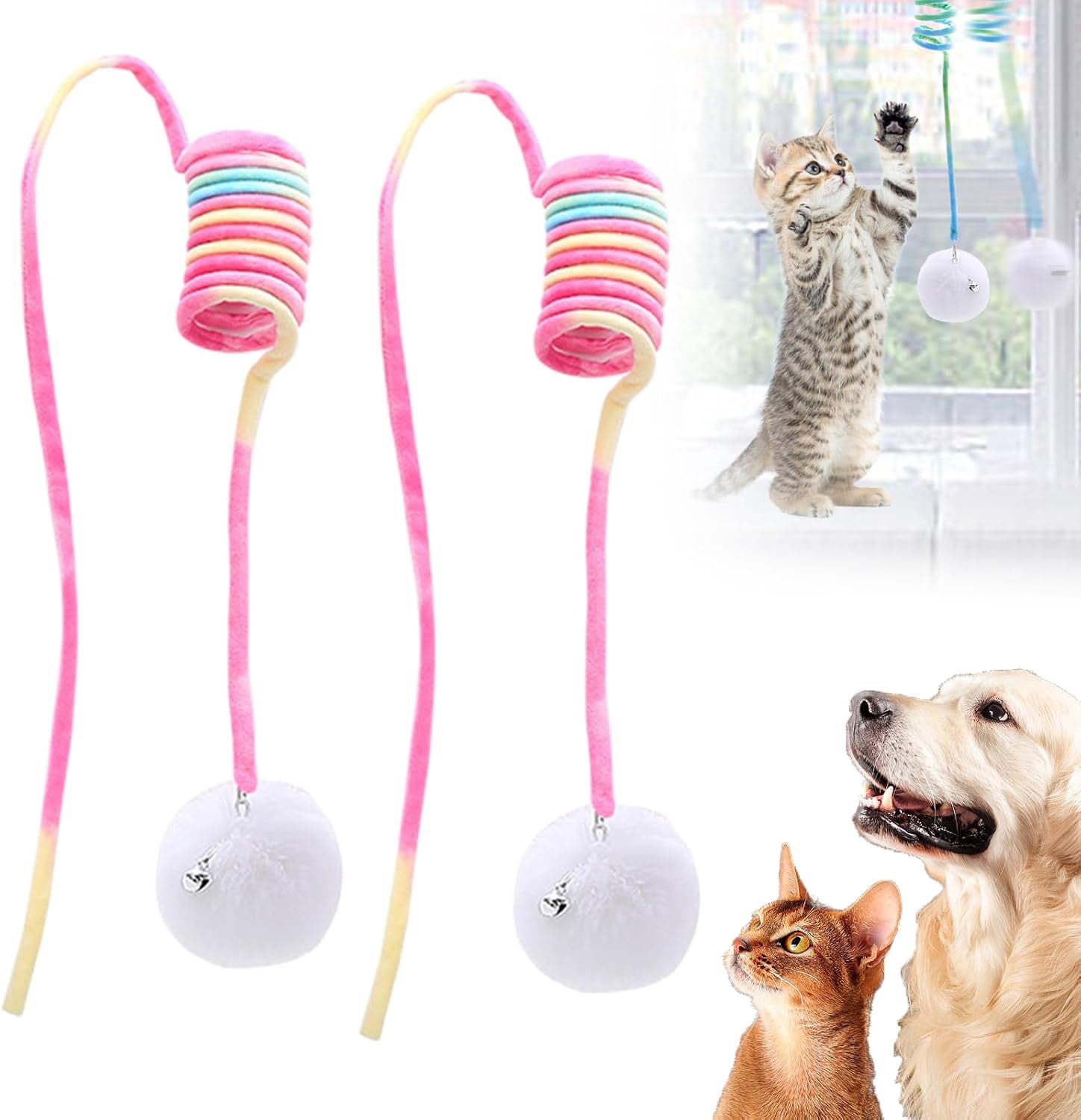 Hanging Spring Plush Cat Toy Ball, Hanging Cat Toys for Indoor Cats ...