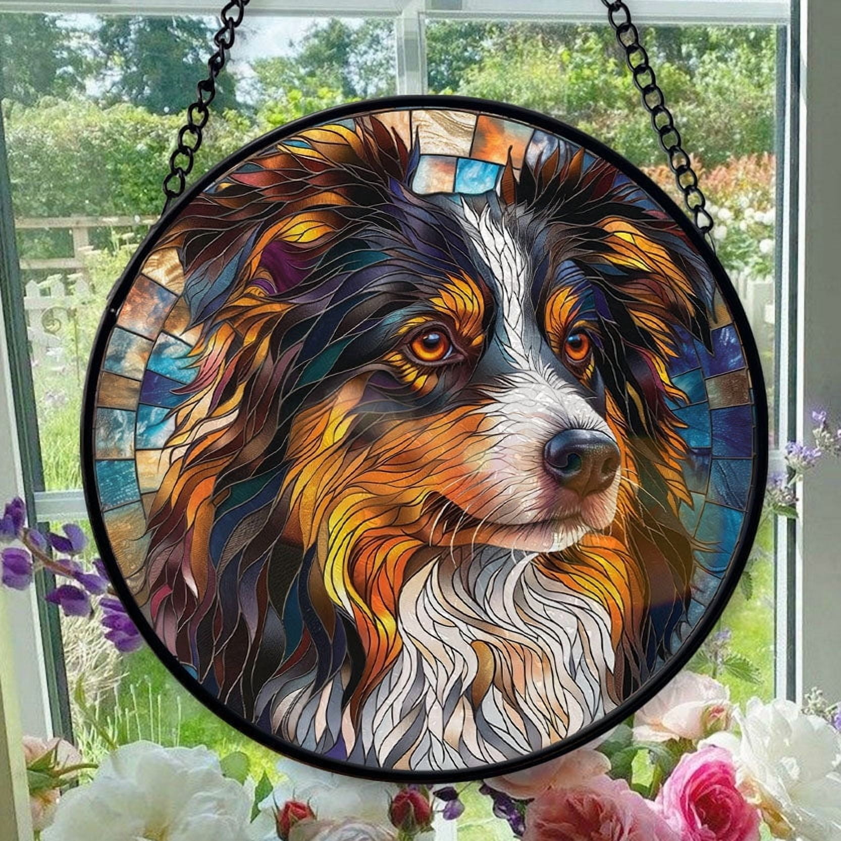 Hanging Stained Glass for Windows Australian Shepherd - Stained Glass ...