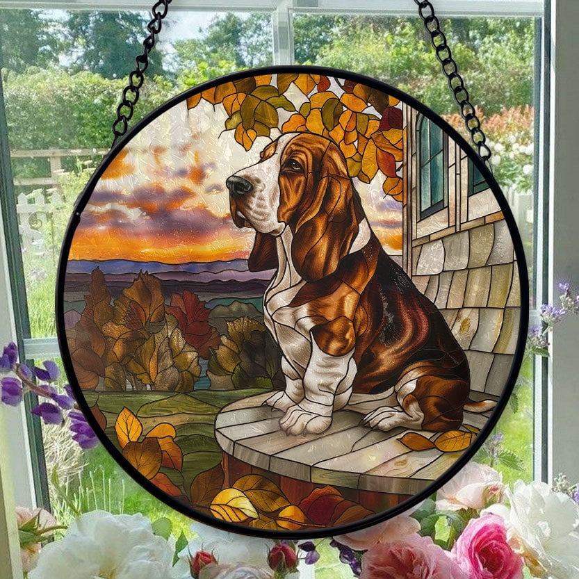 Hanging Stained Glass for Windows Basset Hound - Stained Glass for ...