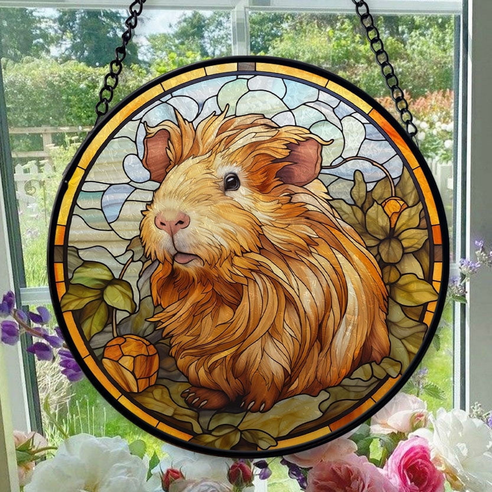 Hanging Stained Glass for Windows Buff Guinea Pig - Stained Glass for ...