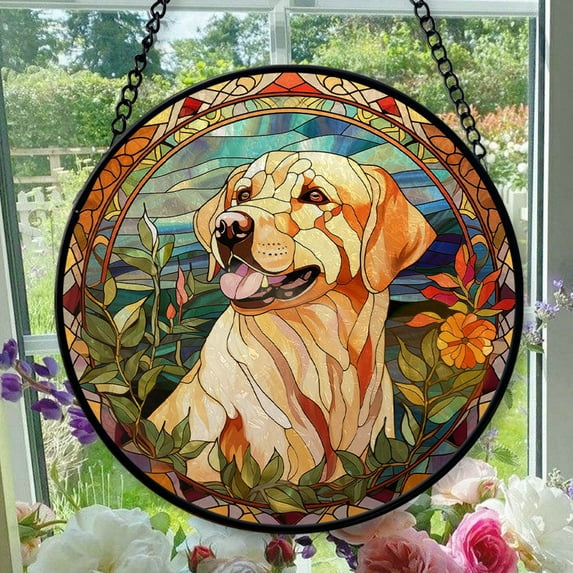 Hanging Stained Glass for Windows Golden Lab - Stained Glass for ...