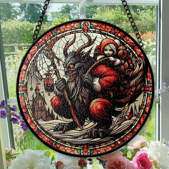 Hanging Stained Glass for Windows Krampus Faux Krampus - Stained Glass ...