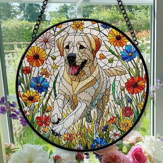 Hanging Stained Glass for Windows Labrador Retriever - Stained Glass ...