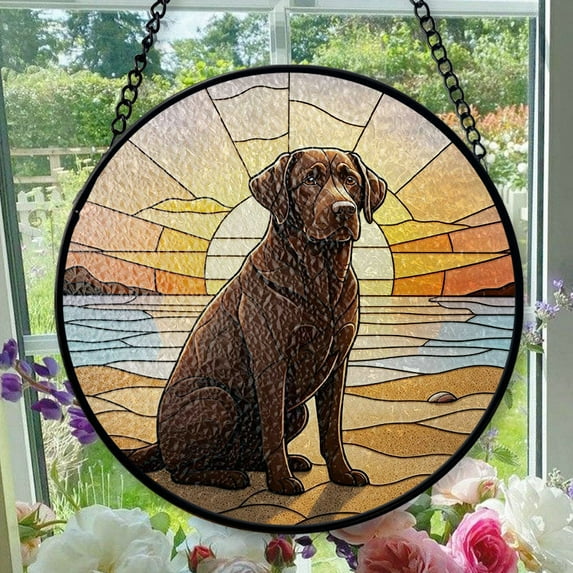 Hanging Stained Glass for Windows Labrador Retriever - Stained Glass ...