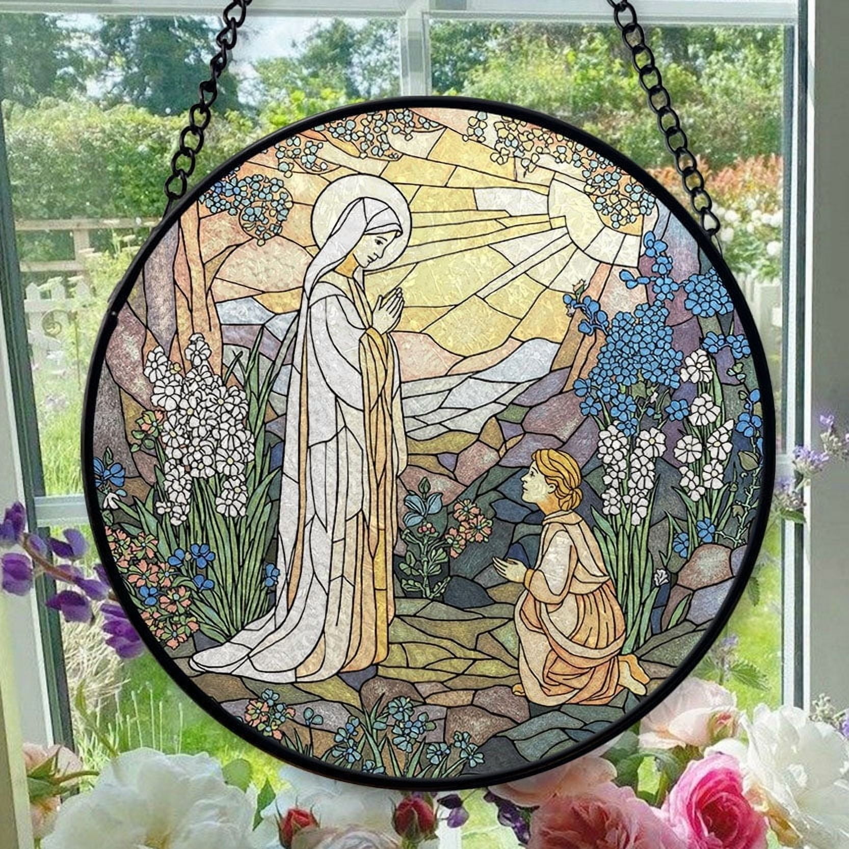 Hanging Stained Glass for Windows Our Lady Lourdes - Stained Glass for ...