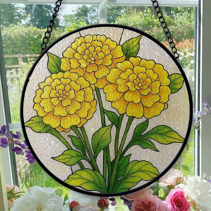 Hanging Stained Glass for Windows Marigold - Stained Glass for Windows ...