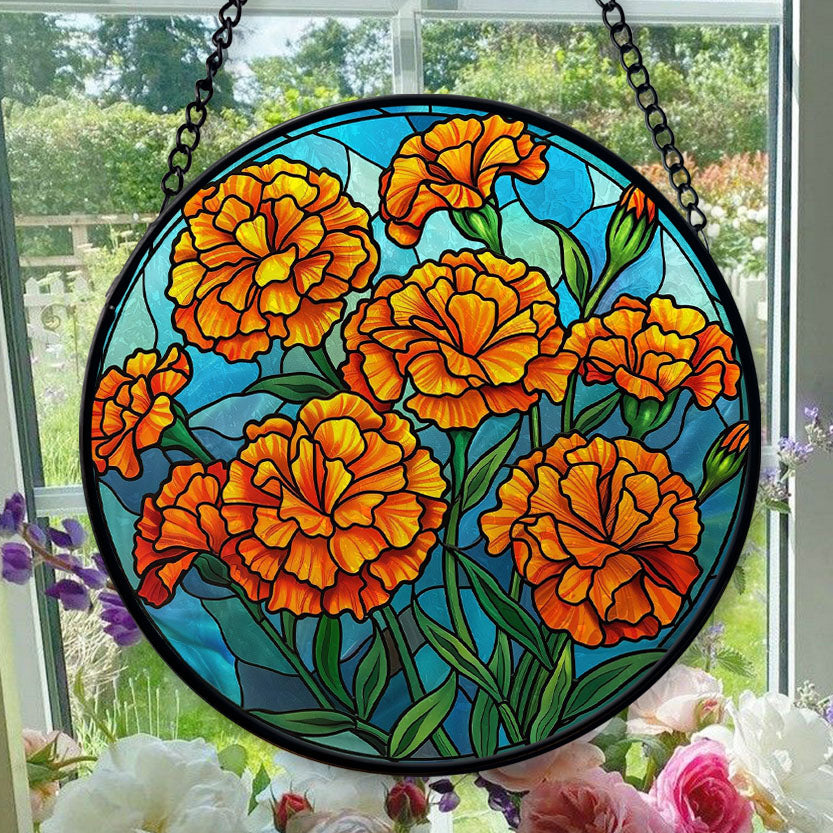 Hanging Stained Glass for Windows Marigolds - Stained Glass for Windows ...