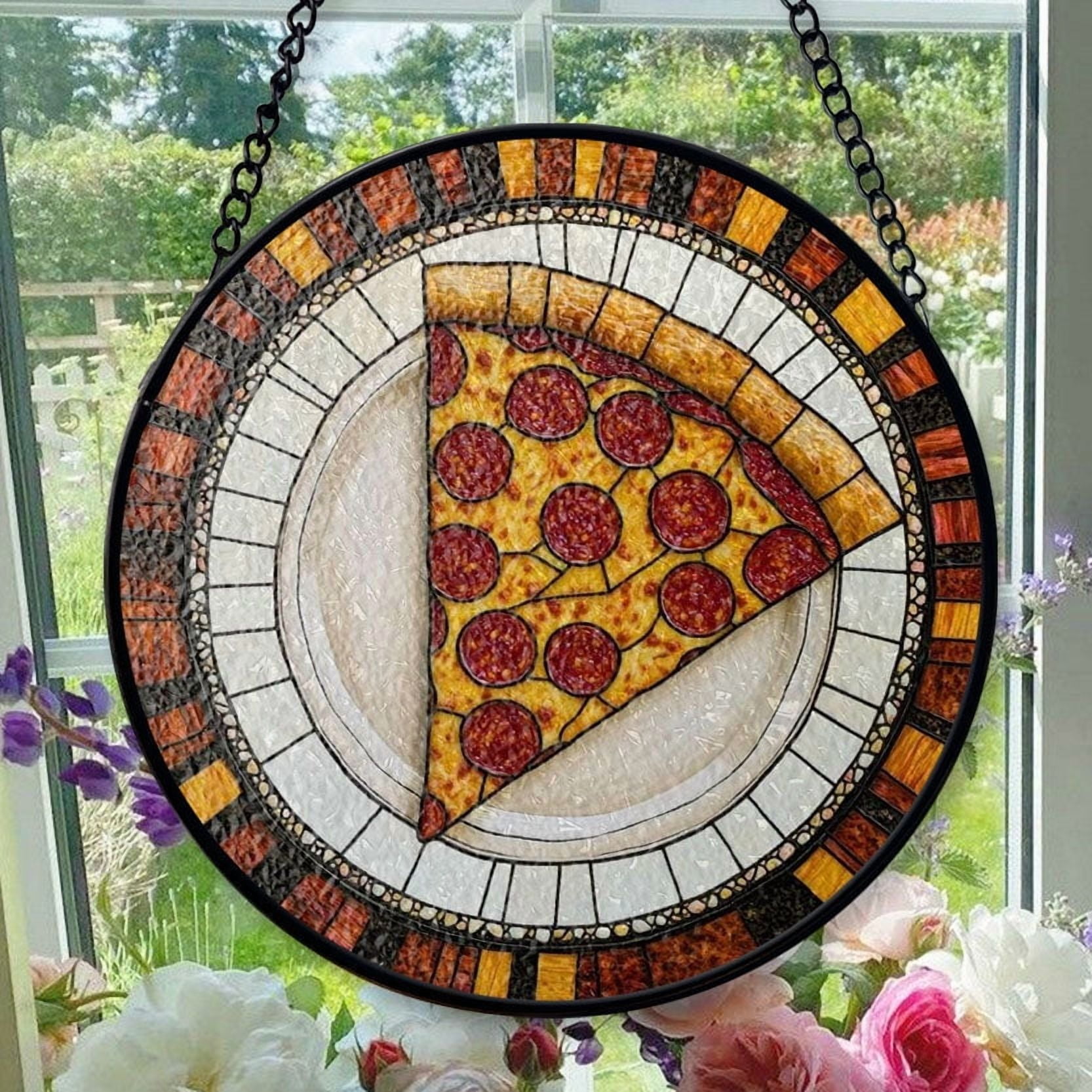 Hanging Stained Glass for Windows Pizza Slice Italian - Stained Glass ...