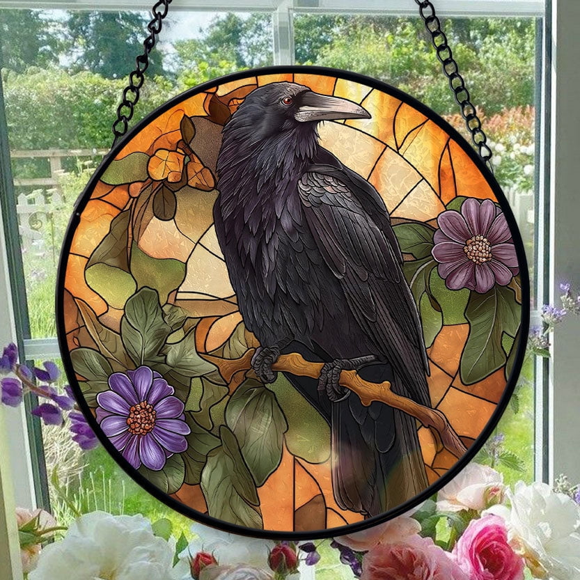 Hanging Stained Glass for Windows Raven - Stained Glass for Windows ...