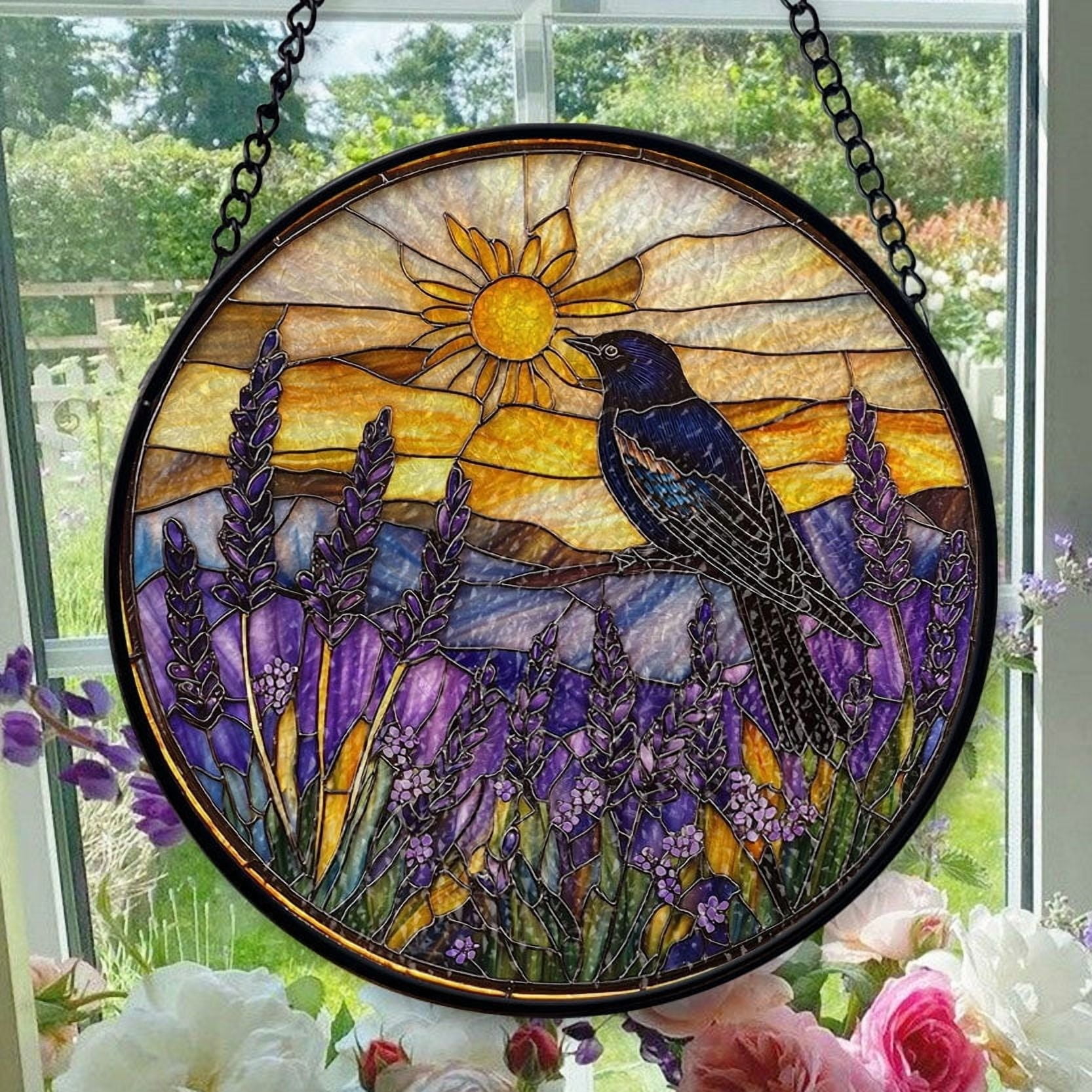 Hanging Stained Glass for Windows Raven - Stained Glass for Windows ...
