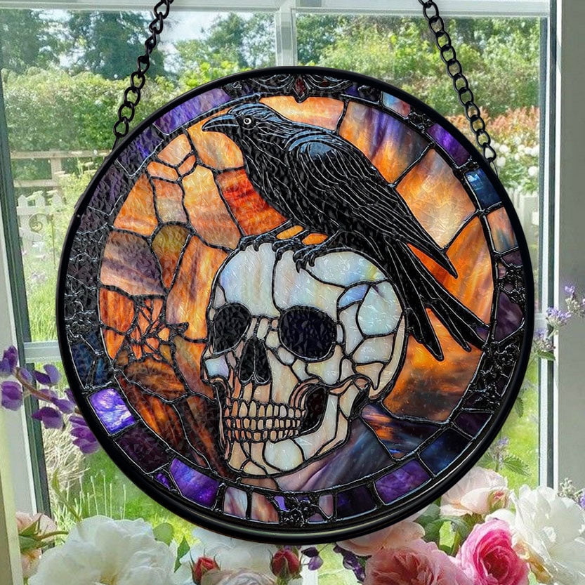 Hanging Stained Glass for Windows Raven - Stained Glass for Windows ...