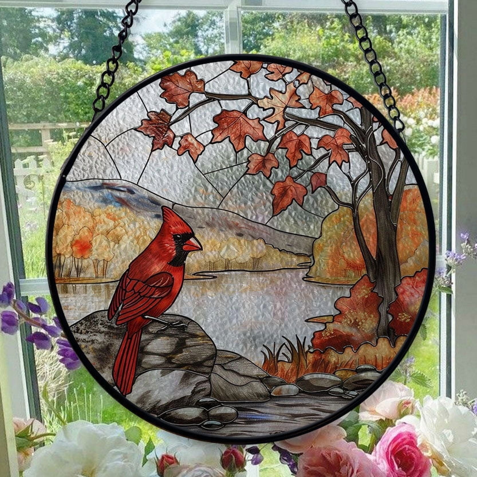 Hanging Stained Glass for Windows Red Cardinal - Stained Glass for ...