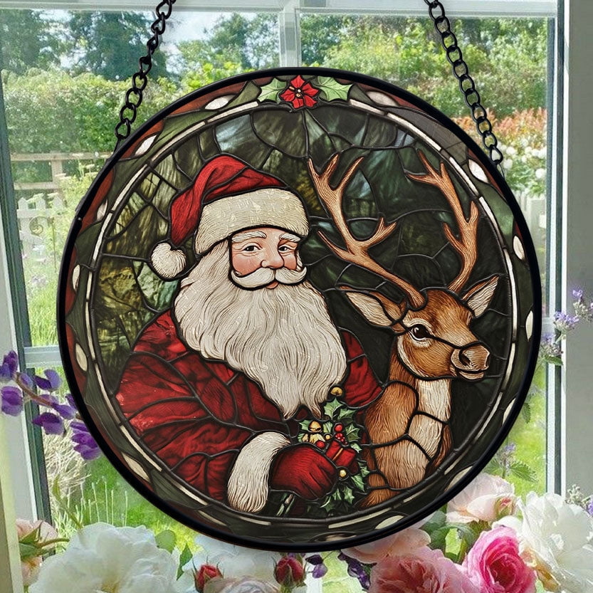 Hanging Stained Glass for Windows Reindeer - Stained Glass for Windows ...